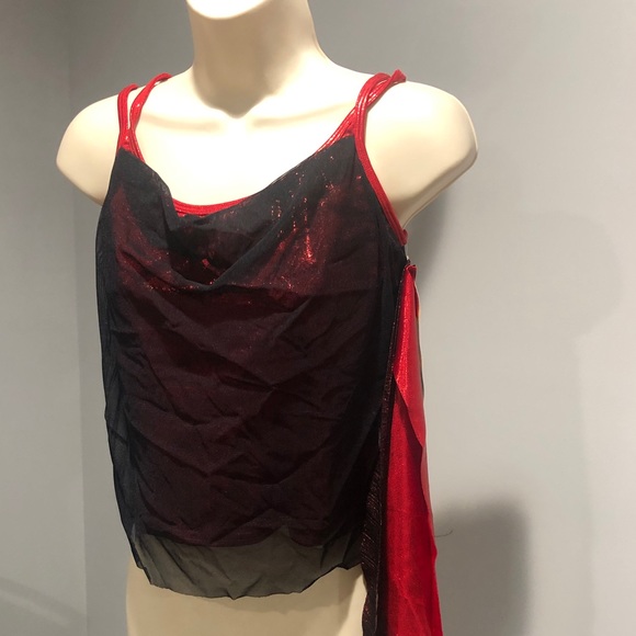 Tops | New Layered Black Red Top W Sash | Poshmark